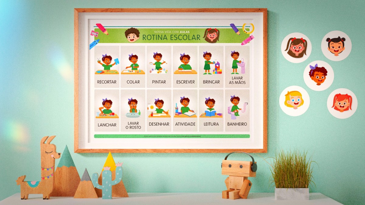 Rotina ESCOLAR » 👧🏽 Desenho (Versão feminina) – Materiais Nossa vida ...